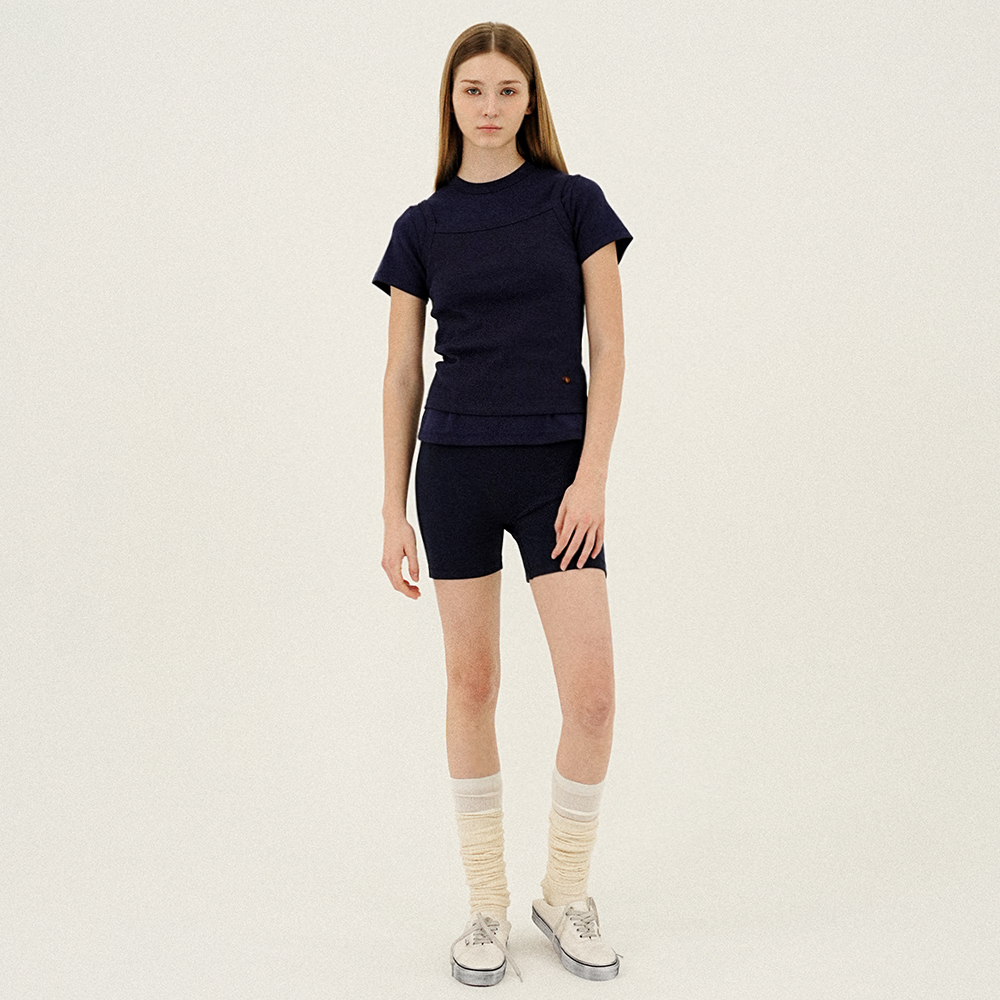 엘엘엘 디자인 스튜디오 스퀘어 넥 립저지 탱크 탑 네이비 블루 | LLLDESIGNSTUDIO | KREAM