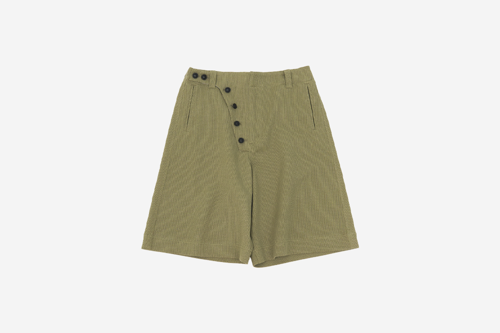 자고류 레더 버튼 플라켓 버뮤다 카키 | Jagoryu | KREAM
