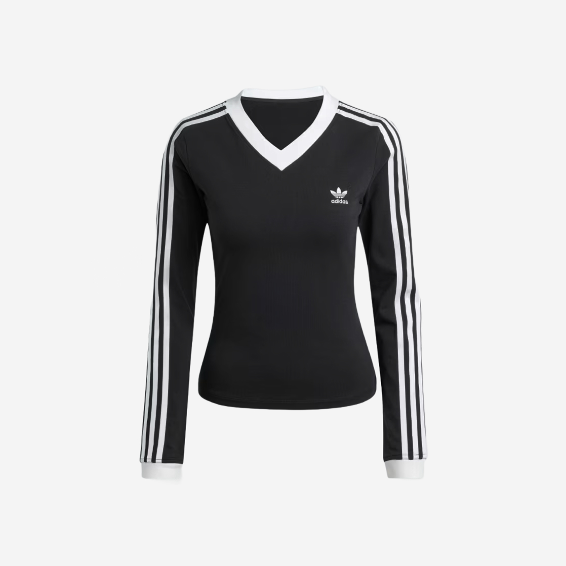W 아디다스 브이넥 롱슬리브 티셔츠 블랙 Kr 사이즈 Adidas Kream