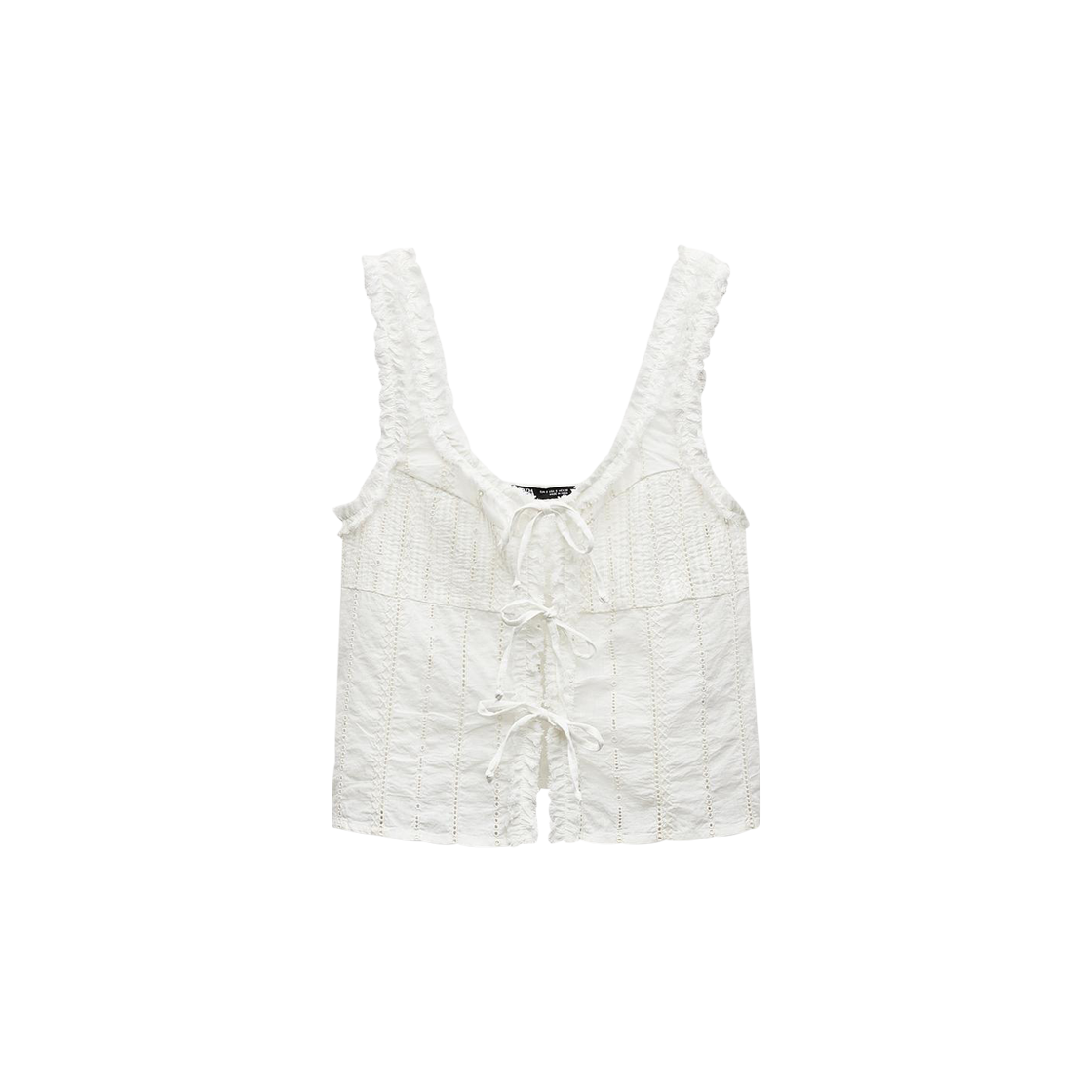 (W) 자라 리본 자수 탑 스크래치 화이트 | Zara | KREAM
