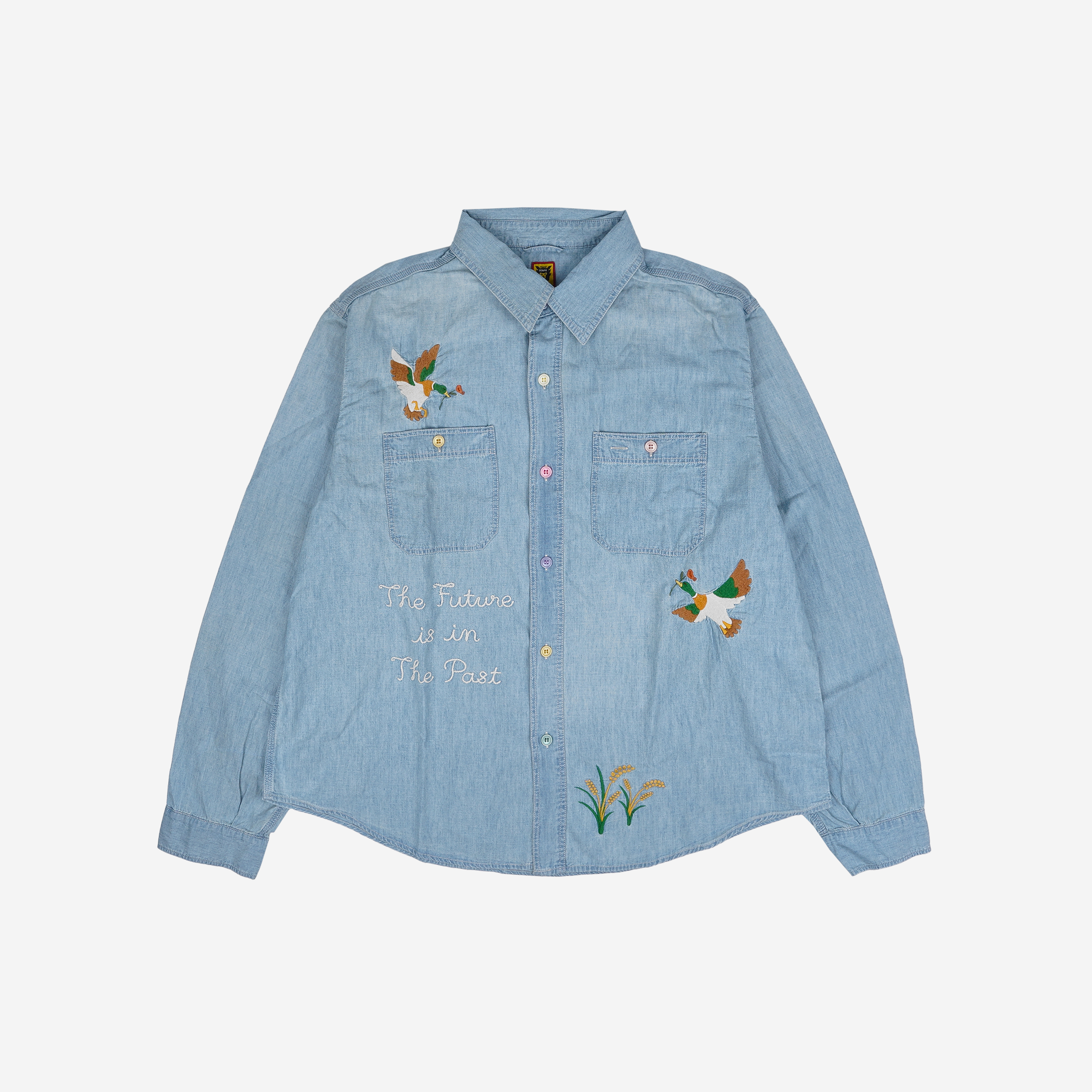 휴먼 메이드 샴브레이 워크 셔츠 인디고 | KREAM