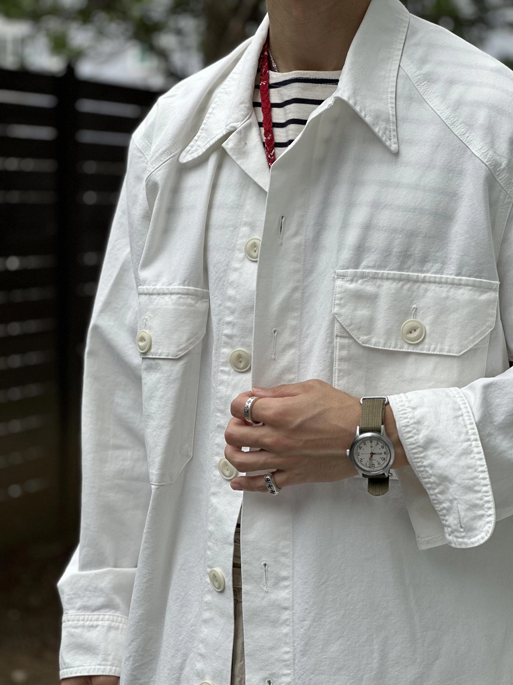 더 가이즈 폴라이트 노티스 오피서 셔츠 자켓 오프화이트 | The Guys | KREAM