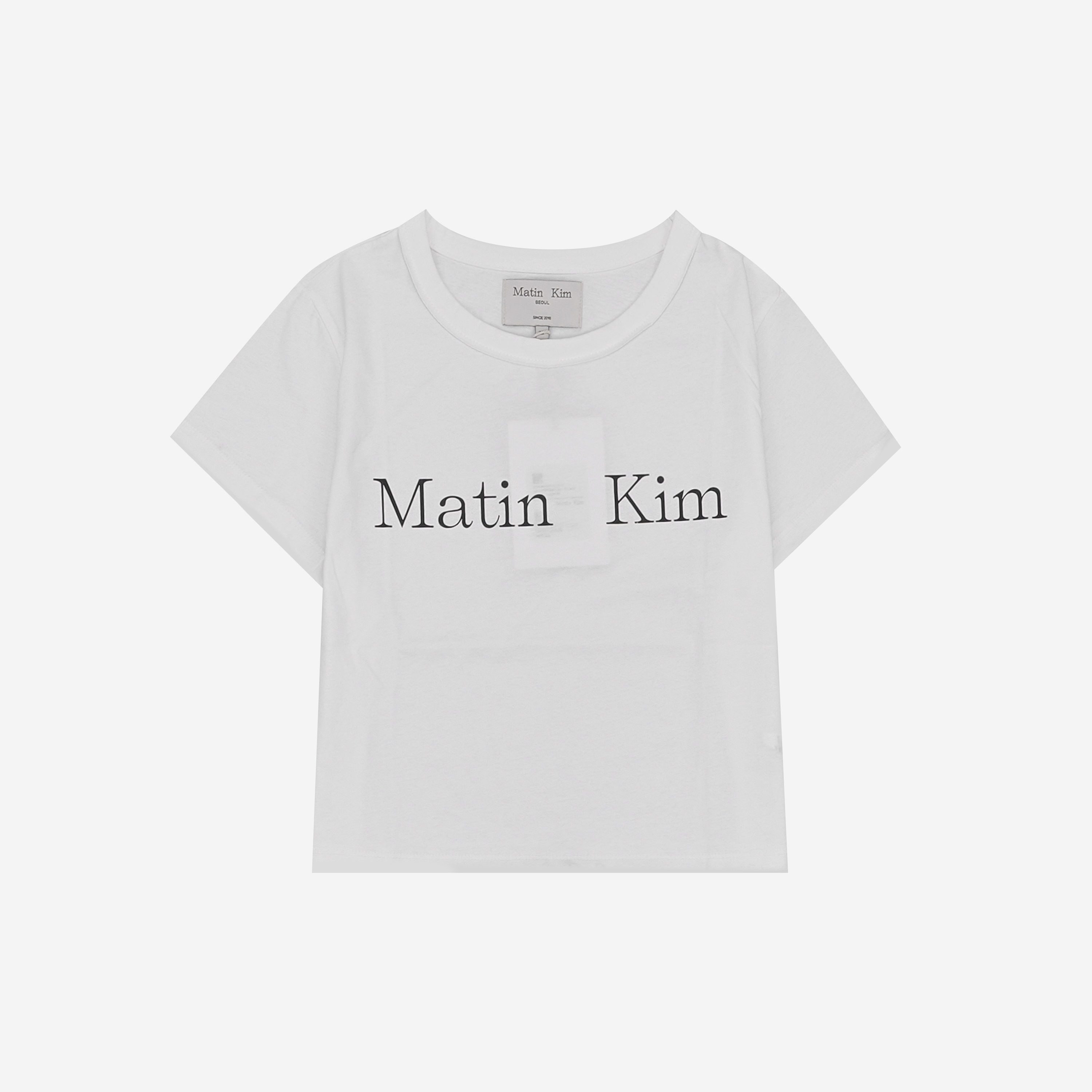 (W) 마뗑킴 로고 크롭탑 화이트 | KREAM