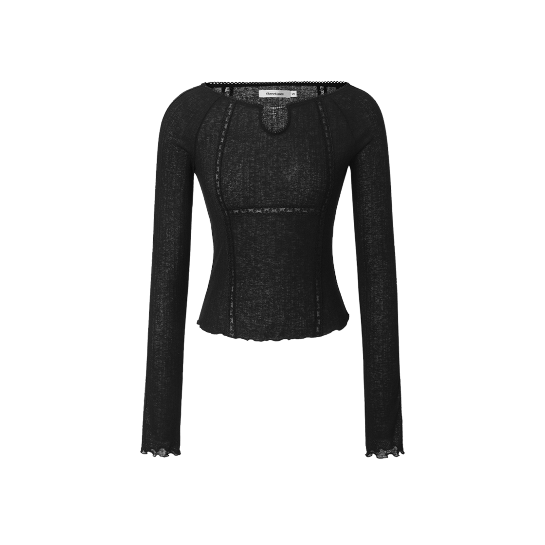 (W) 쓰리타임즈 펜던트 레이스 탑 블랙 | Threetimes | KREAM