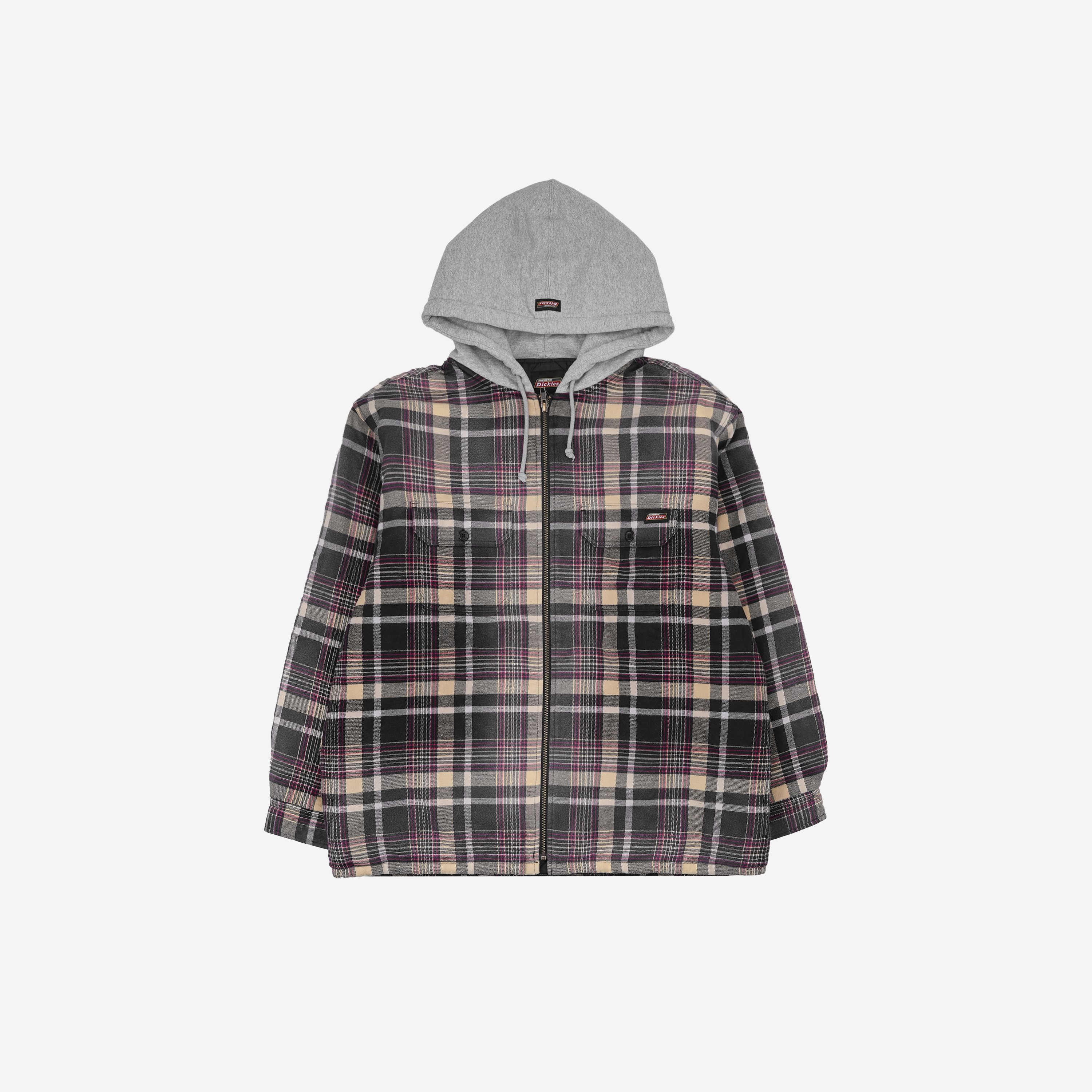 슈프림 x 디키즈 플레이드 후드 집업 셔츠 블랙 - 23FW | KREAM