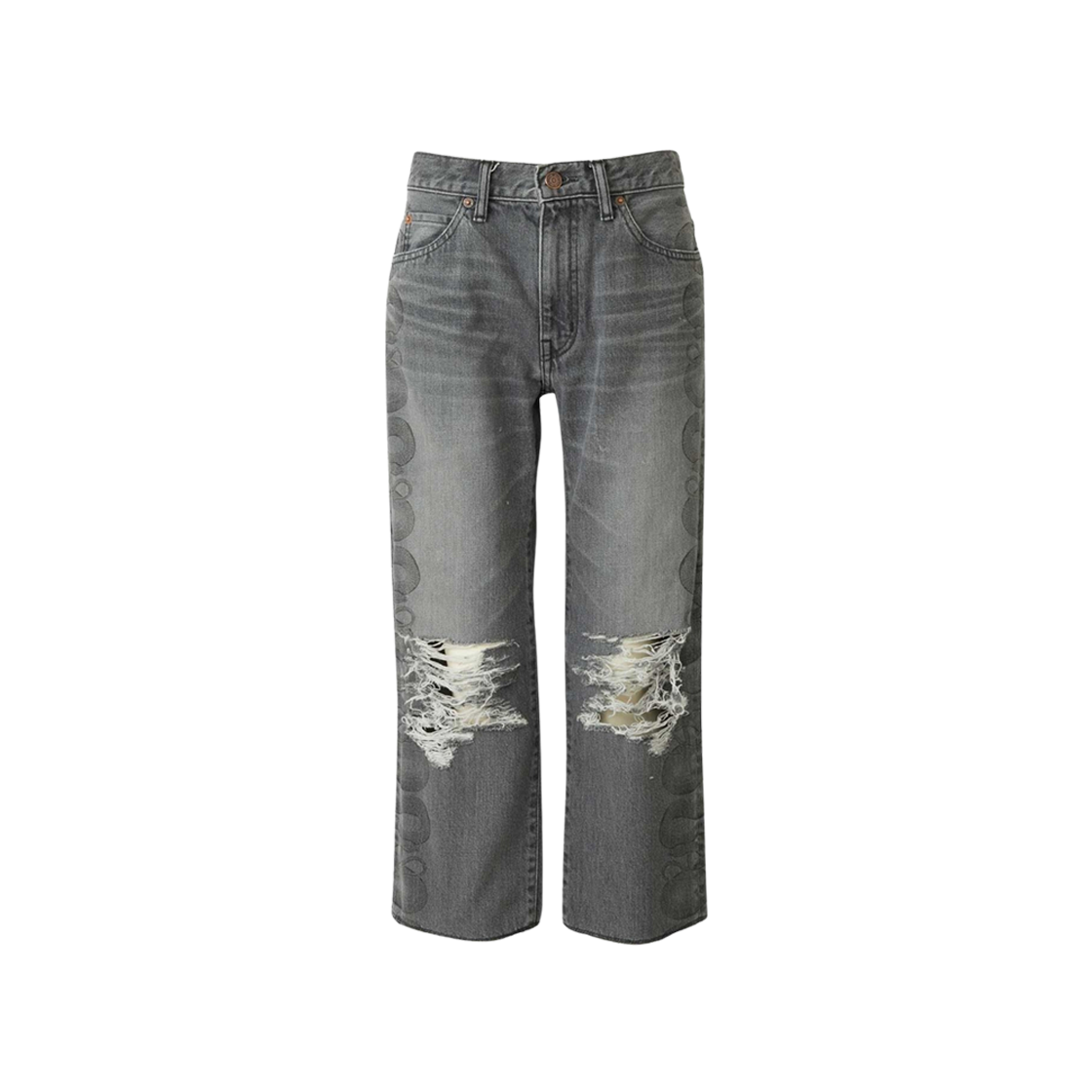 W 히스테릭 글래머 스네이크 루프 8 10 렝스 디스트레스드 데님 팬츠 블랙 Hysteric Glamour Kream
