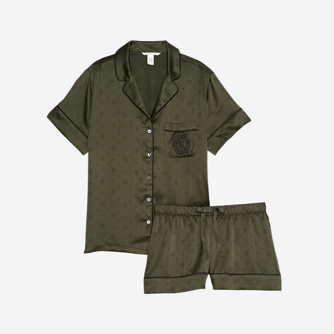 (W) 빅토리아 시크릿 사틴 숏 파자마 세트 캐주얼 올리브 | Victoria's Secret | KREAM