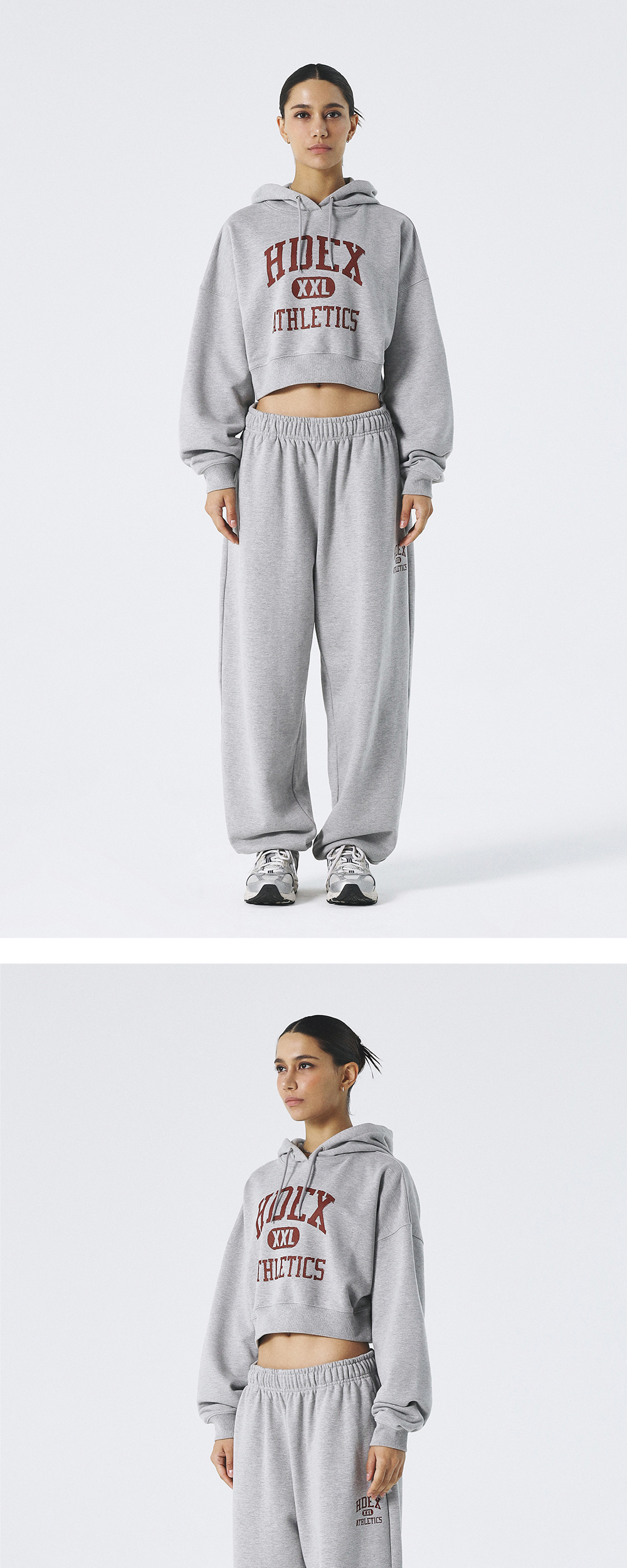 에이치덱스 우먼스 바시티 크롭 후디 멜란지 화이트 | HDEX | KREAM