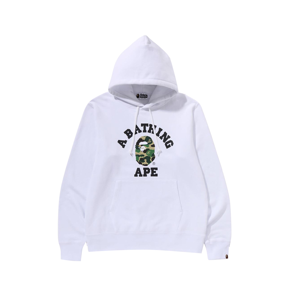 베이프 ABC 카모 컬리지 오가닉 코튼 풀오버 후드 화이트 그린 | BAPE | KREAM