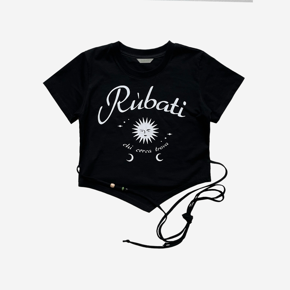 루바티 썬앤문 스트랩 크롭티셔츠 블랙 | RUBATI | KREAM