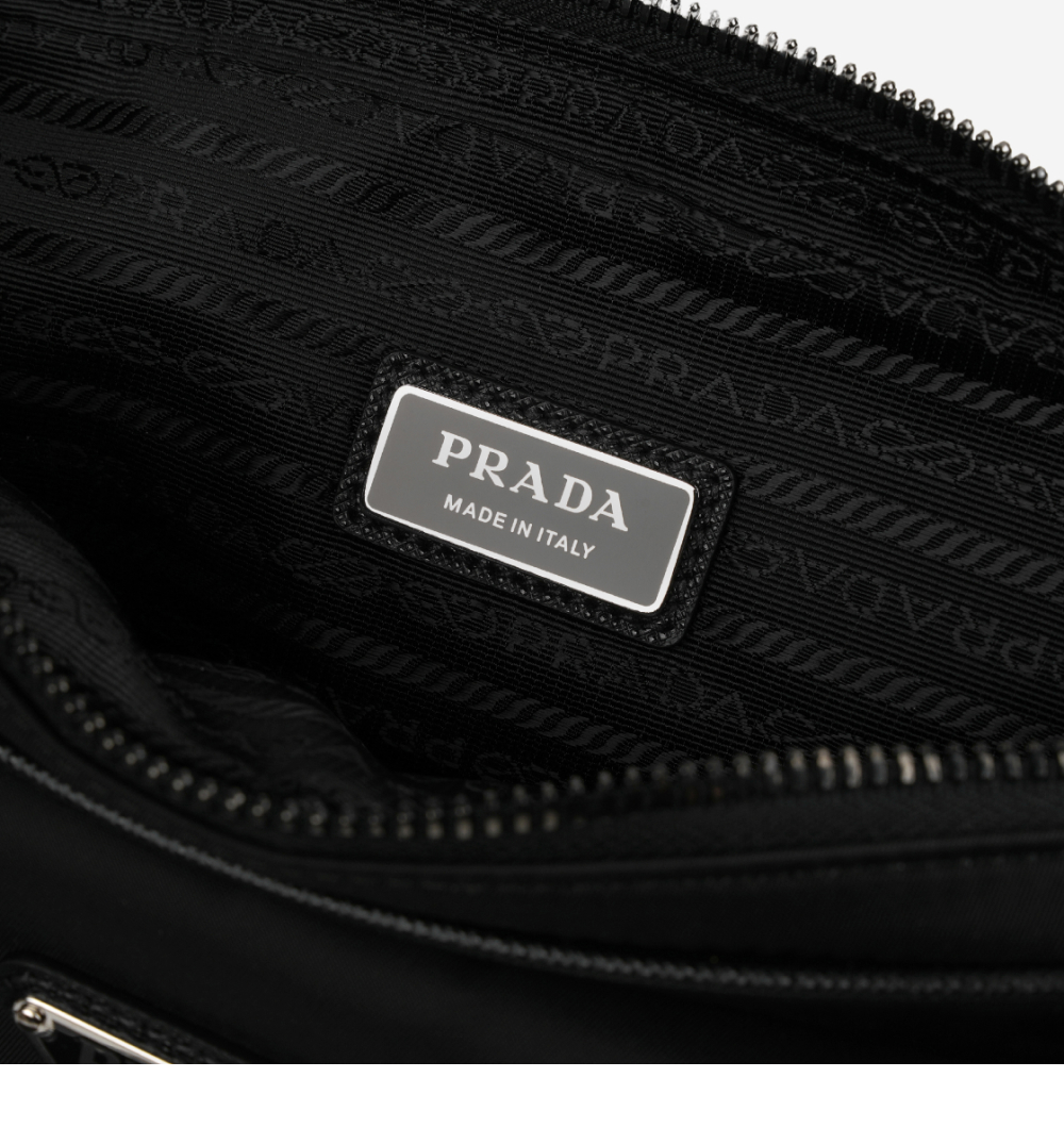 프라다 리나일론 앤 사피아노 레더 숄더백 블랙 | Prada | KREAM