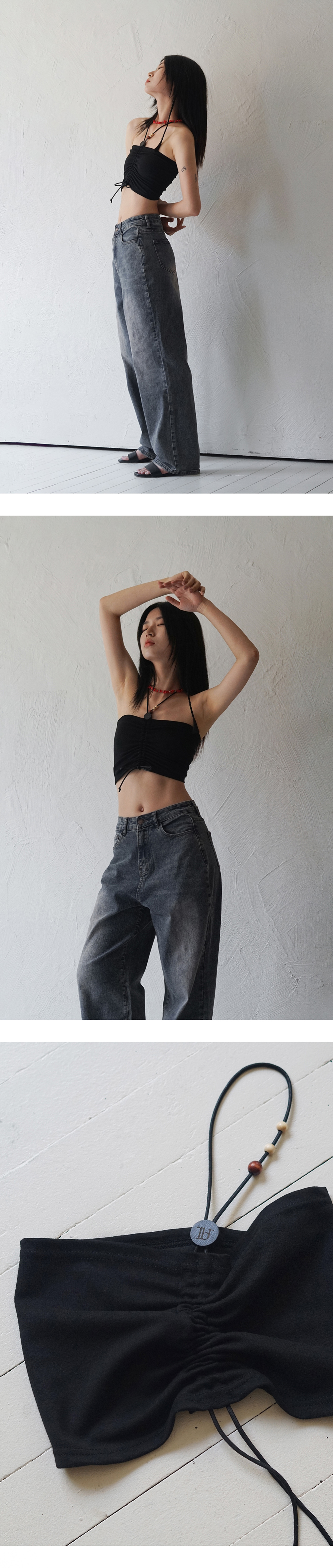 루바티 우든 비즈 튜브탑 블랙 | RUBATI | KREAM