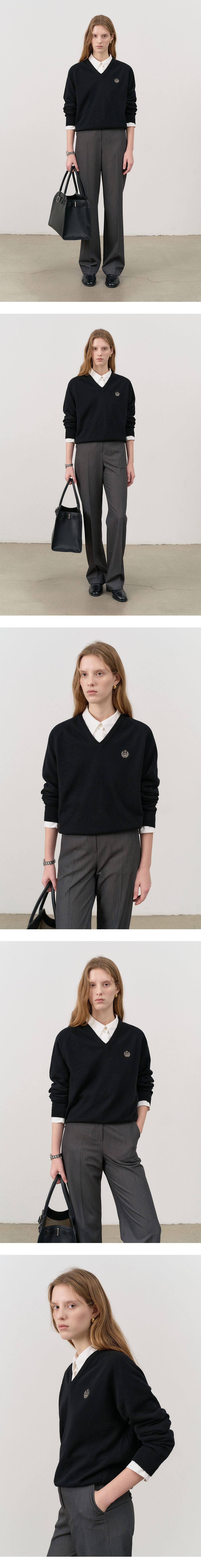 던스트 유니섹스 클래식 브이넥 스웨터 블랙 | Dunst | KREAM