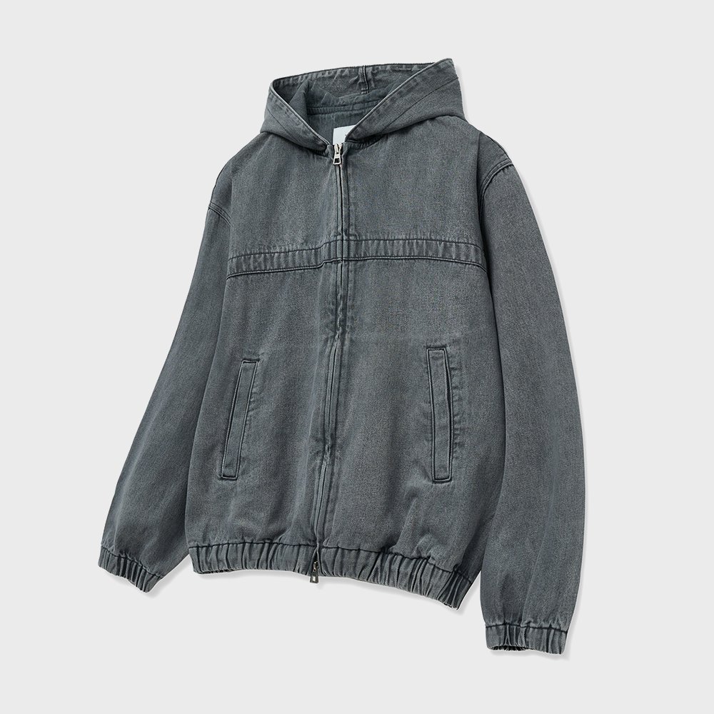 티엔지티 데님 후드 점퍼 워시드 그레이 | TNGT | KREAM