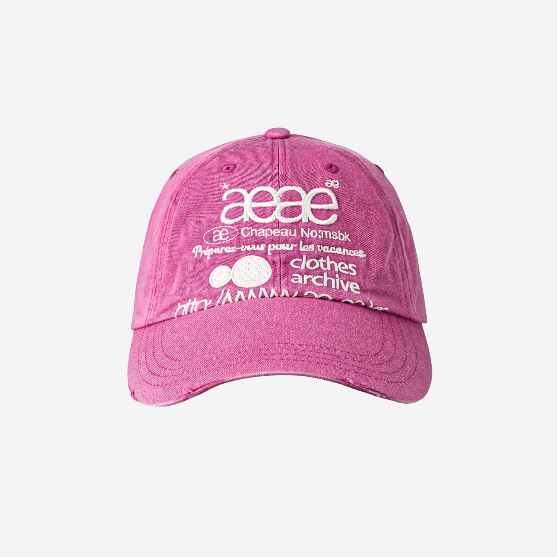 에이에이 웹 로고 데미지드 캡 핑크 | Aeae | KREAM