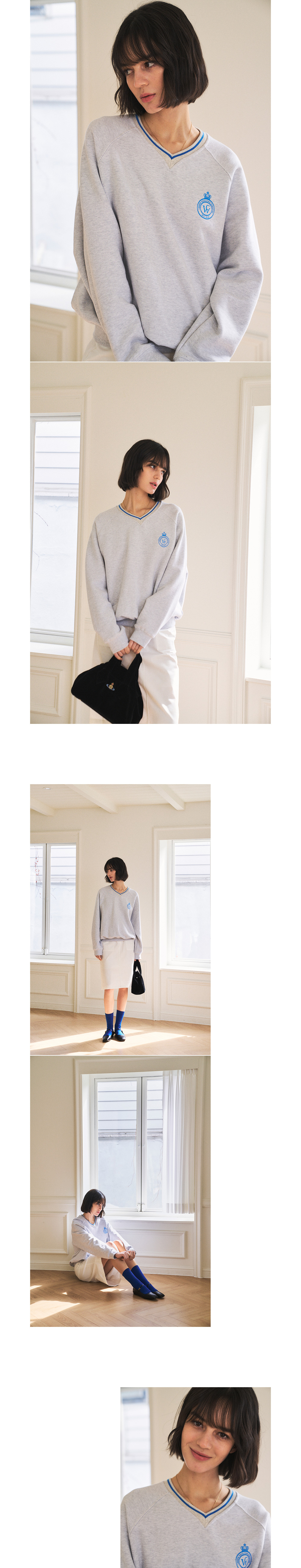 반원 아틀리에 A3474 브이넥 스웨트 셔츠 그레이 | Vanone Atelier | KREAM