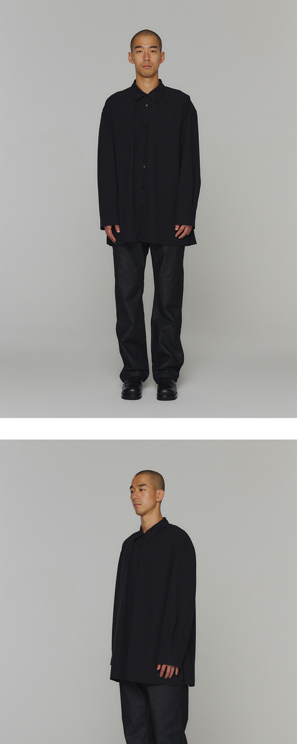 아모멘토 오가닉 코튼 셔링 셔츠 블랙 - 24FW | AMOMENTO | KREAM