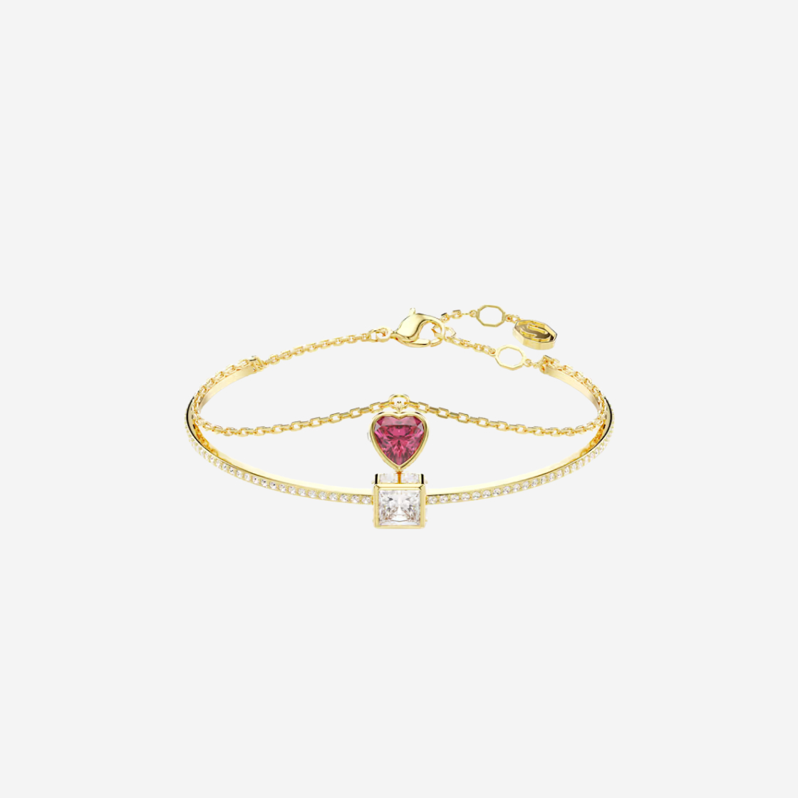 (W) 스와로브스키 크로마 뱅글 하트 레드 골드 플래팅 | Swarovski | KREAM