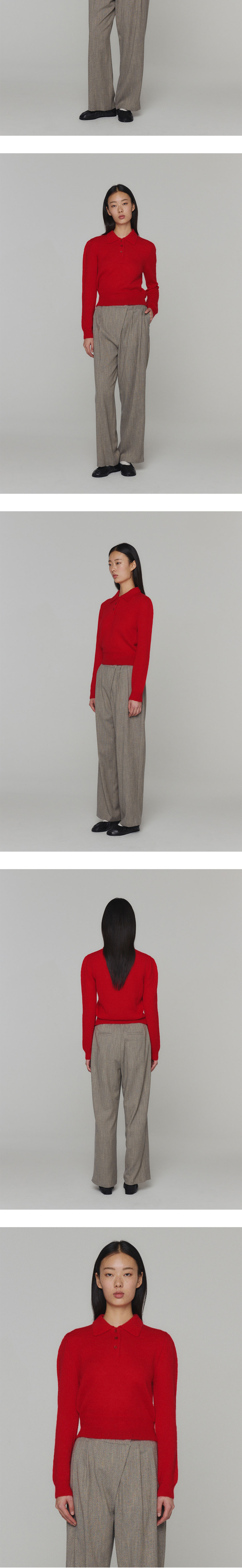 아모멘토 우먼 시어 카라 니트 풀오버 레드 - 24FW | AMOMENTO | KREAM