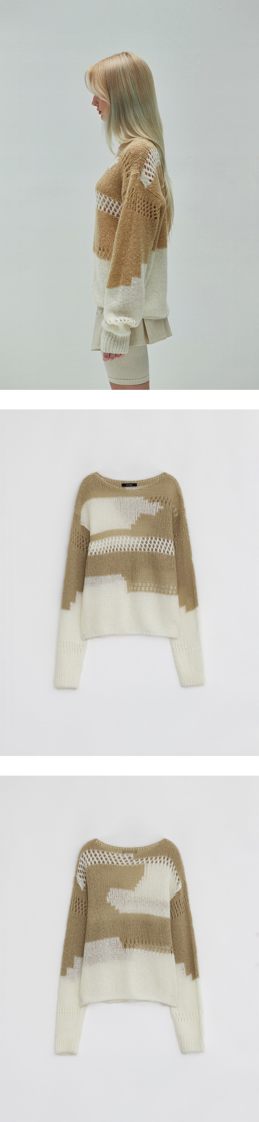 다이애그널 루즈 컬러 믹스 니트 베이지 | DIAGONAL | KREAM
