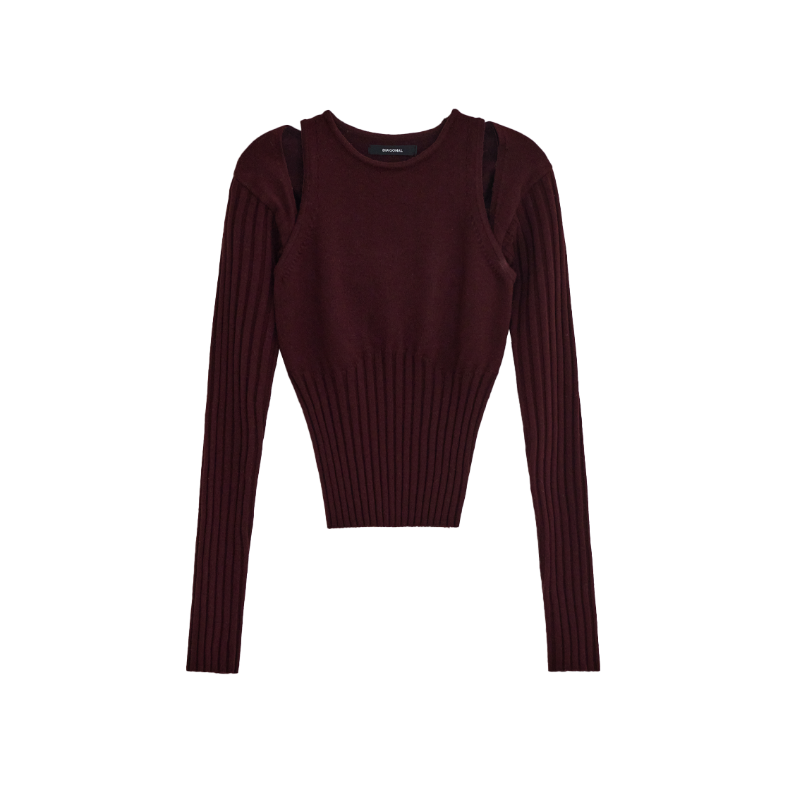 다이애그널 리브드 볼레로 가디건 버건디 | DIAGONAL | KREAM
