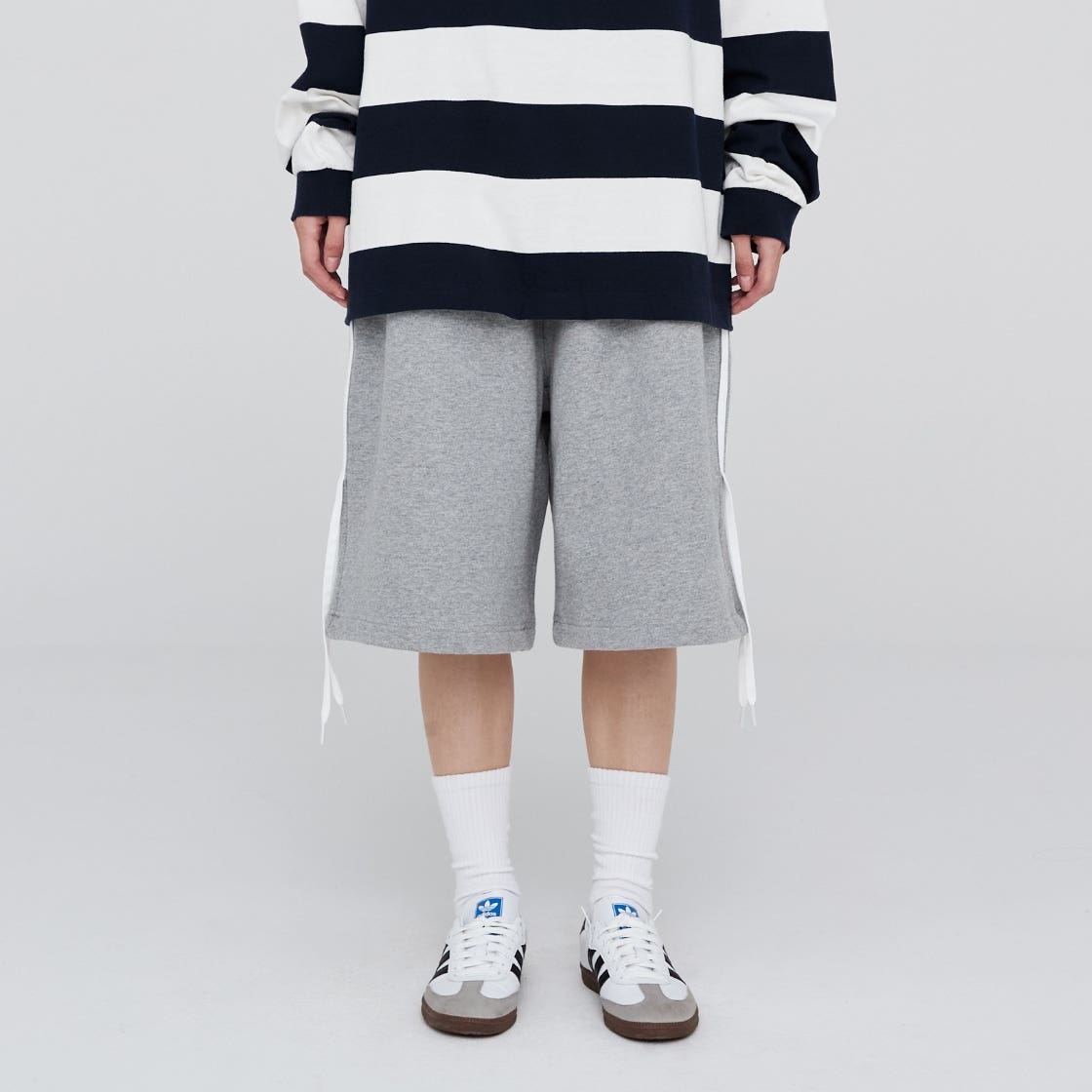 오프닝프로젝트 W 리본 테이프 버뮤다 쇼츠 멜란지 그레이 | Opening Project | KREAM