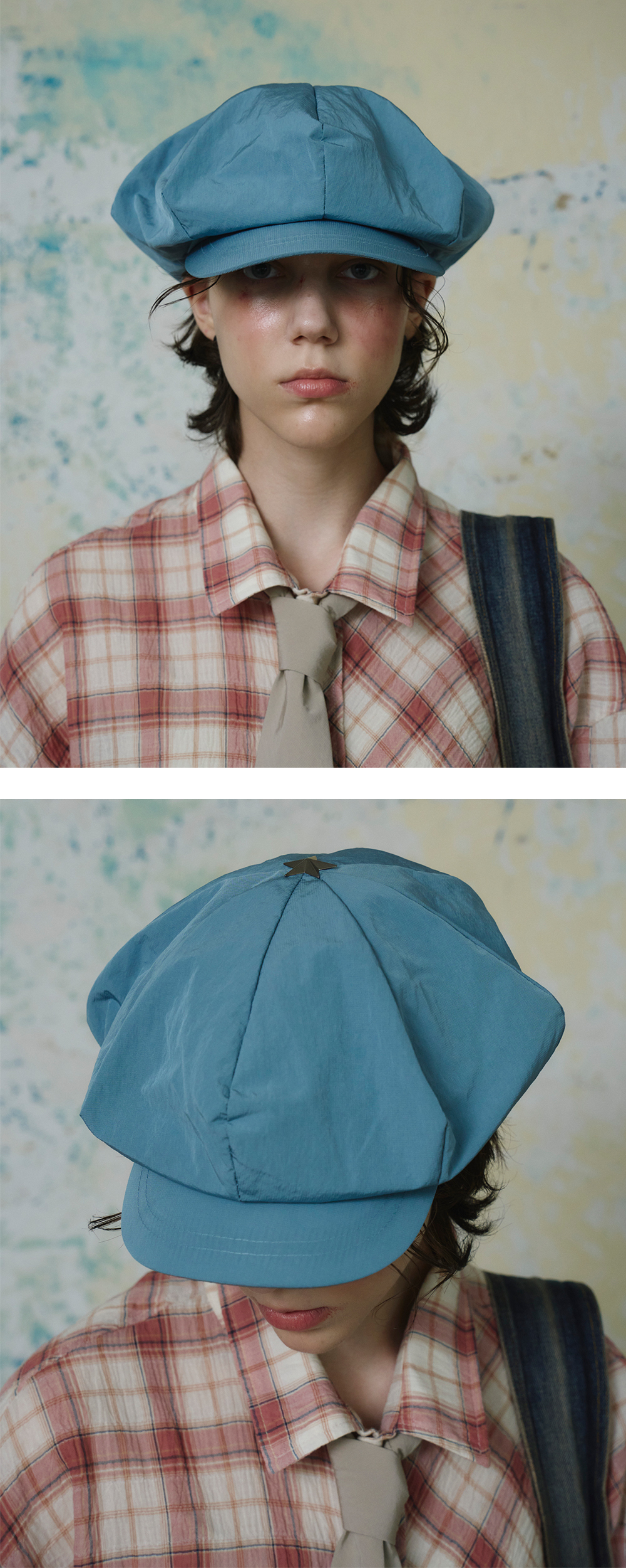 프라블럼올웨이즈 스타 나일론 뉴스보이 캡 블루 | Problemallways | KREAM