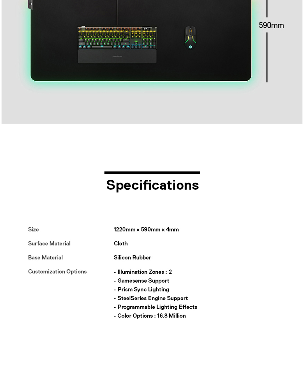 스틸시리즈 QCK 프리즘 클로스 3XL RGB 대형 장패드 | Steelseries | KREAM