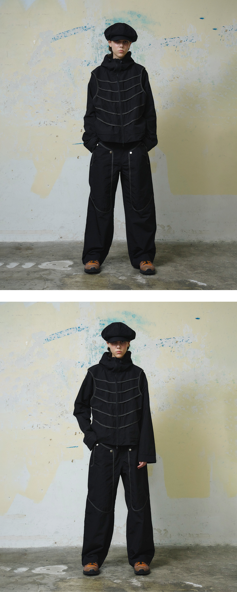 프라블럼올웨이즈 스타 나일론 뉴스보이 캡 블랙 | Problemallways | KREAM