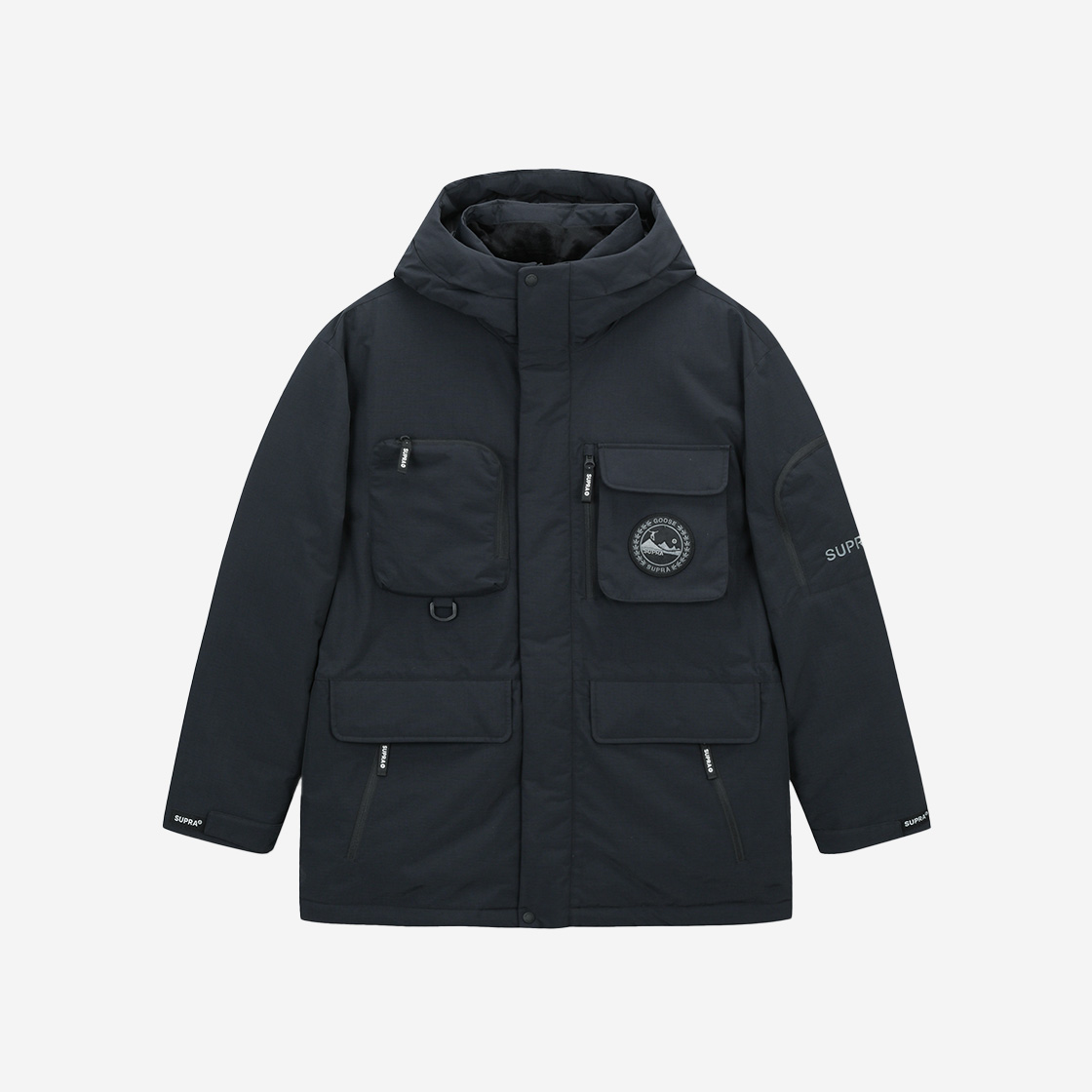 수프라 포켓 미드 구스 다운 자켓 블랙 | Supra | KREAM