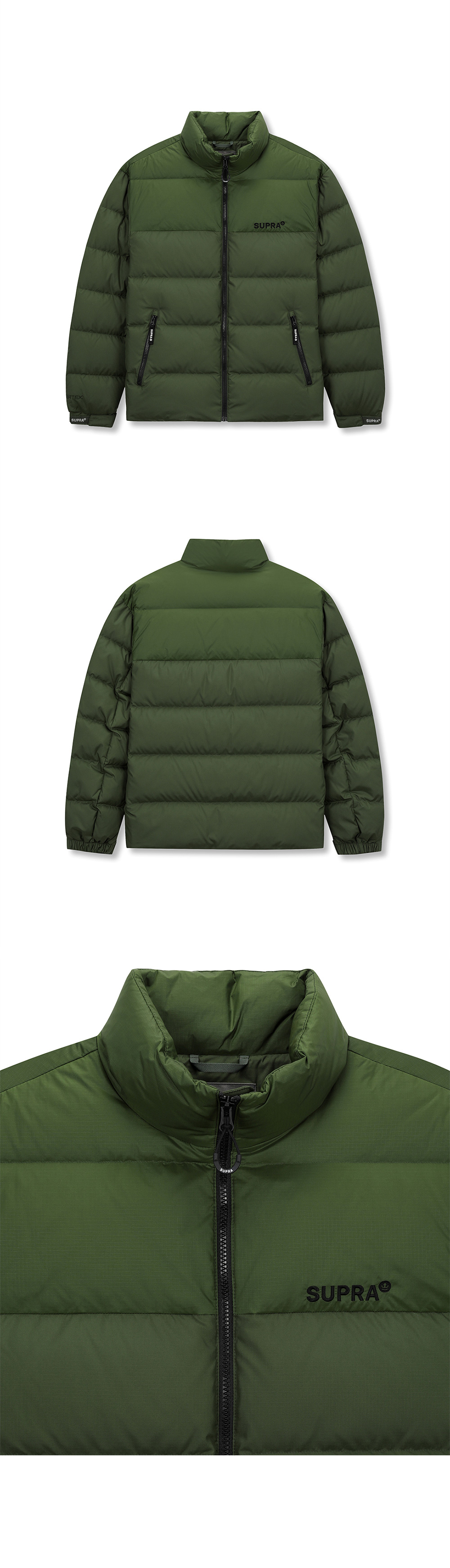 수프라 하이넥 숏 다운 자켓 카키 | Supra | KREAM