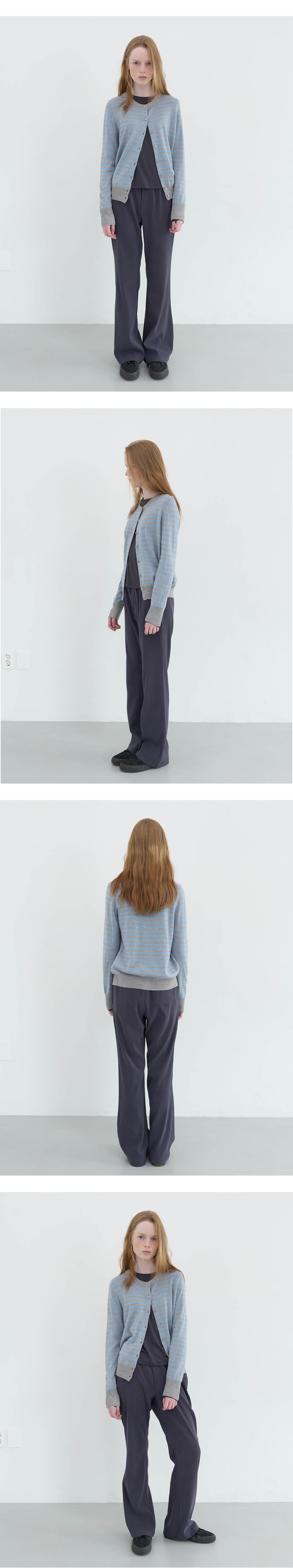 엔조블루스 콤비 스트라이프 밴딩 부츠컷 팬츠 챠콜 | ENZO BLUES | KREAM