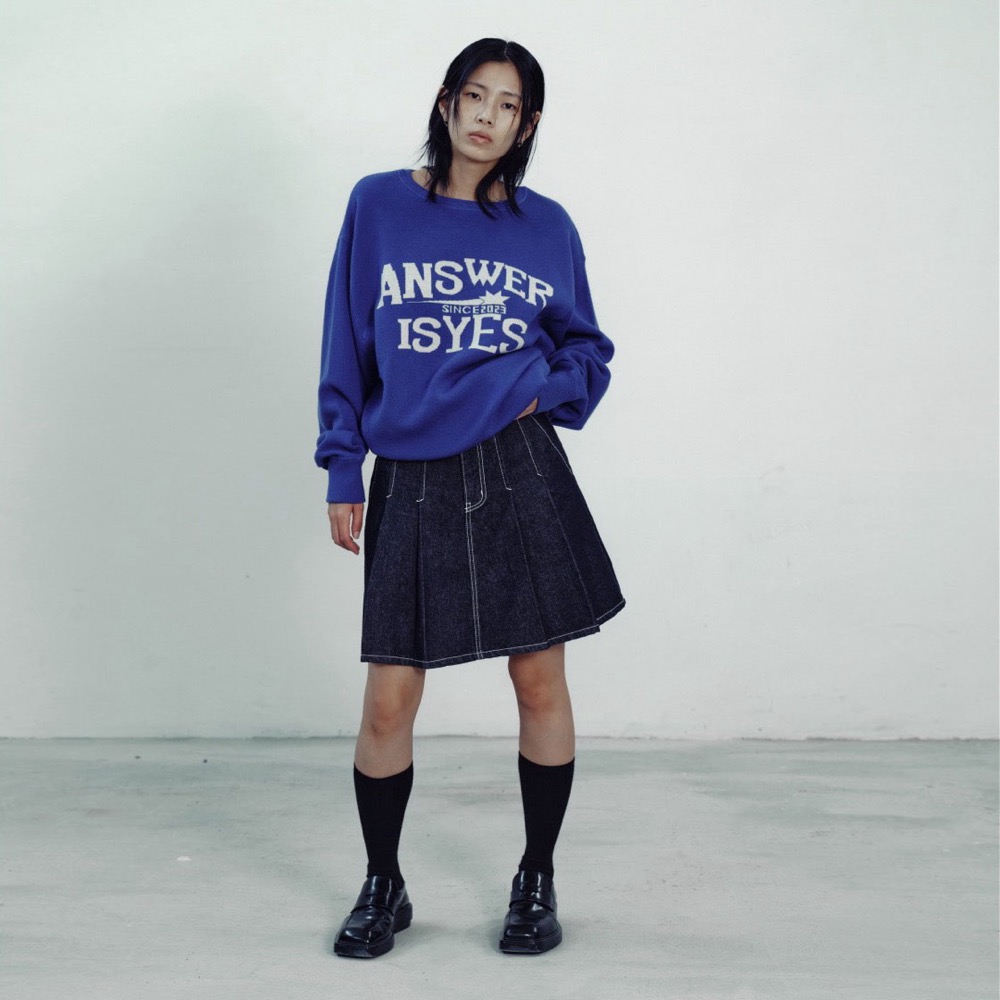 엔써이즈예스 턴 플레어 데님 스커트 | Answerisyes | KREAM