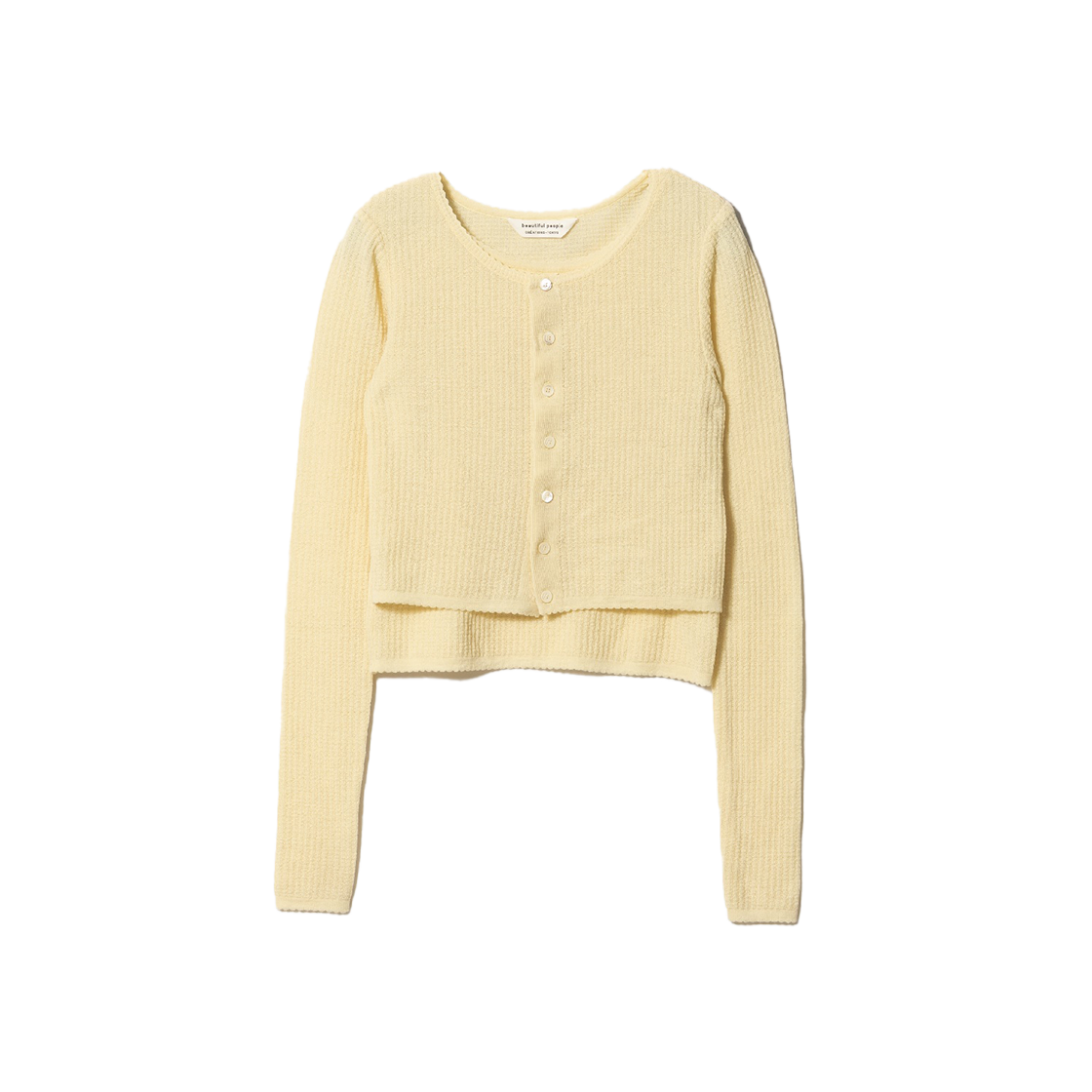 뷰티풀피플 우먼 하이 게이지 립 니티드 가디건 옐로우 - 24FW | Beautiful People | KREAM