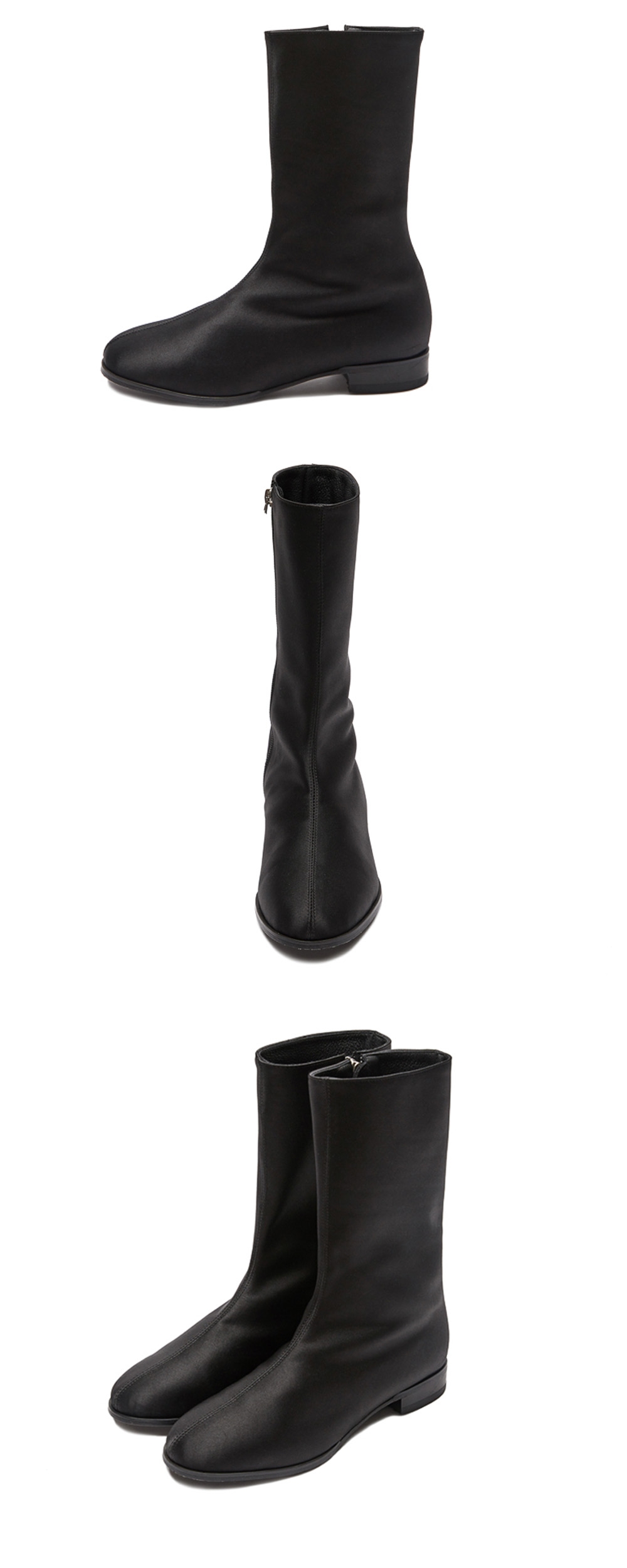 유지 90's 숏 부츠 세틴 블랙 | YUJI | KREAM