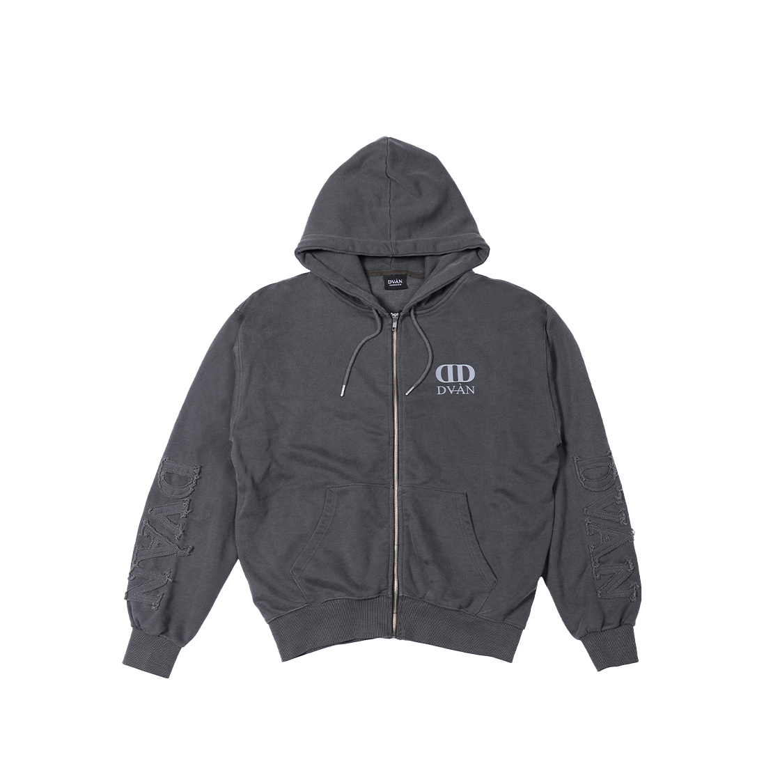 드반 데미지 피그먼트 후드 집업 차콜 | DVAN | KREAM