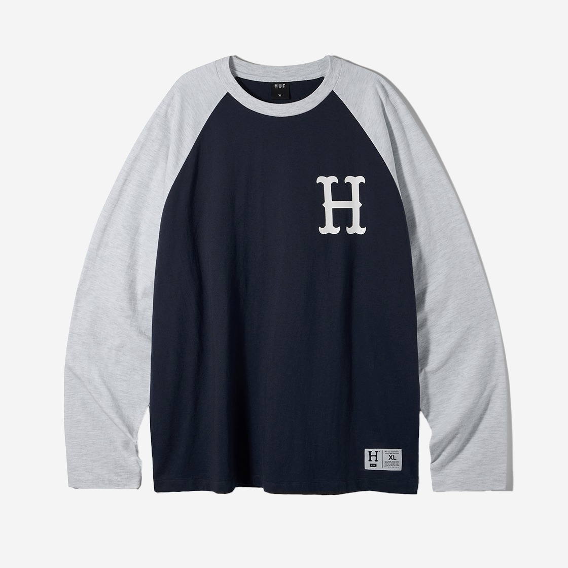 허프 H 로고 래글런 긴팔 네이비 화이트 멜란지 | HUF | KREAM