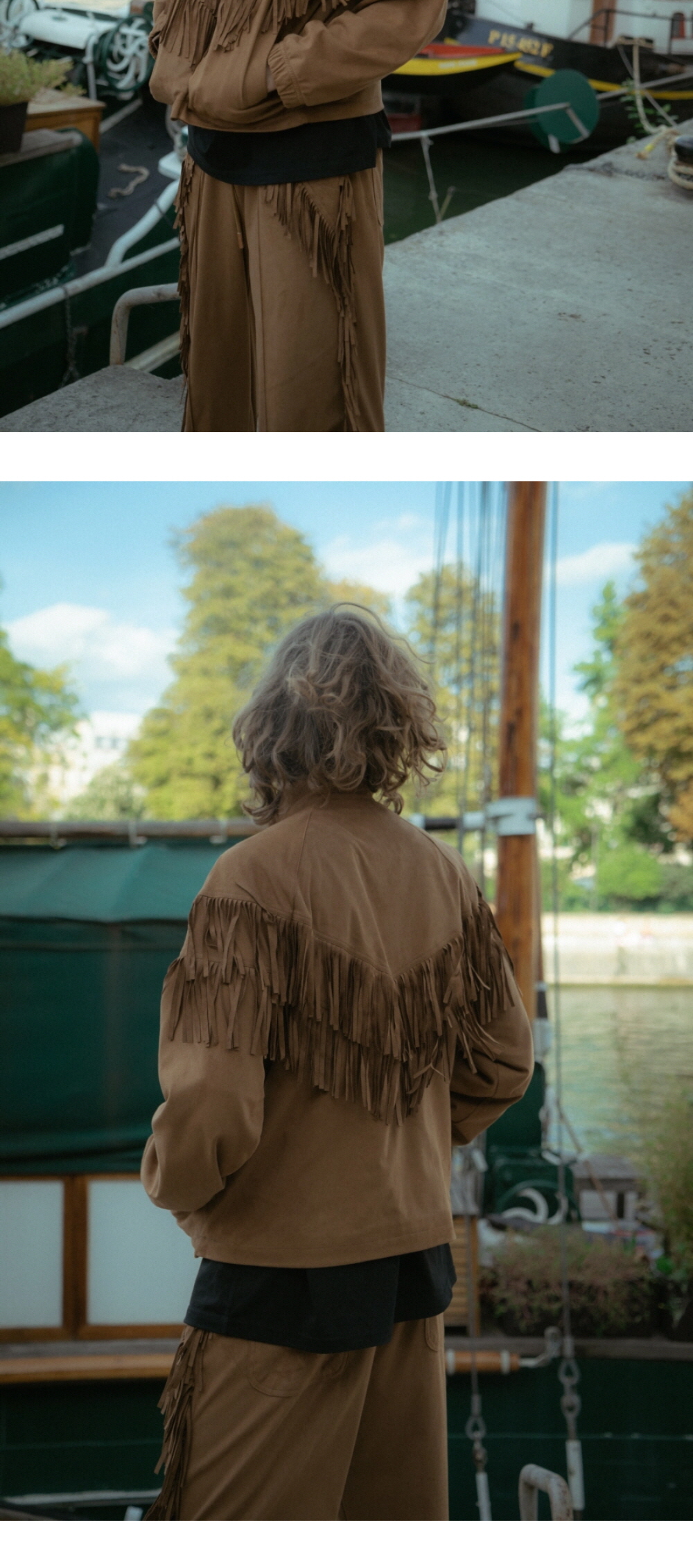 이프엘스 스웨이드 프린지 트랙 자켓 브라운 | If Else | KREAM