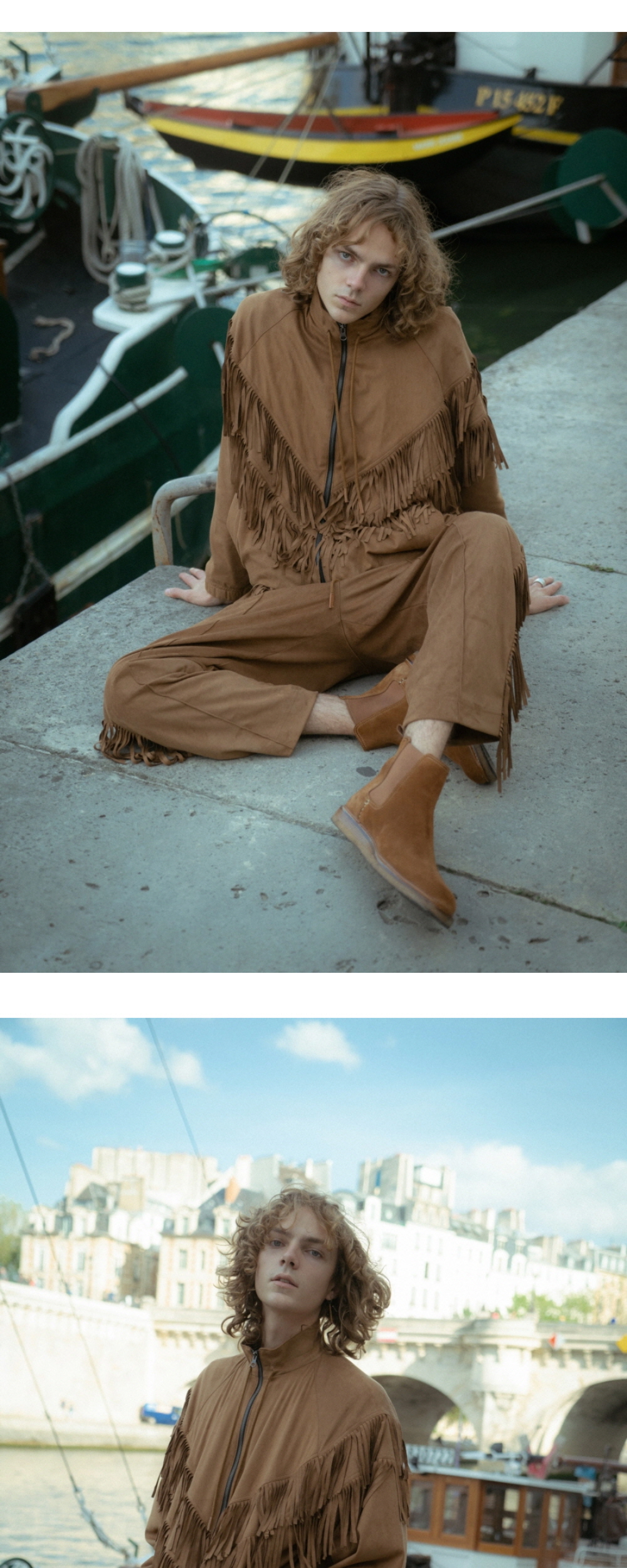 이프엘스 스웨이드 프린지 트랙 자켓 브라운 | If Else | KREAM