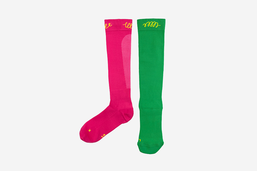 삭스업 컴프레션 러닝 니삭스 그린&핑크 | Socks Up | KREAM