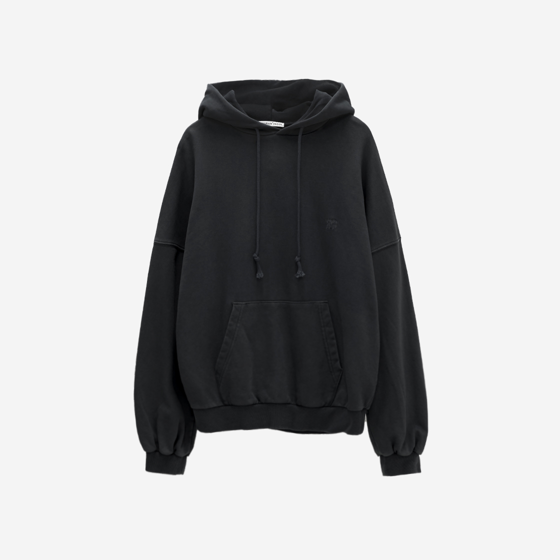 폴리테루 휴먼인덱스 휴먼 루즈드 스웨트 후디 워시드 블랙 - 24FW | Polyteru Human Index | KREAM