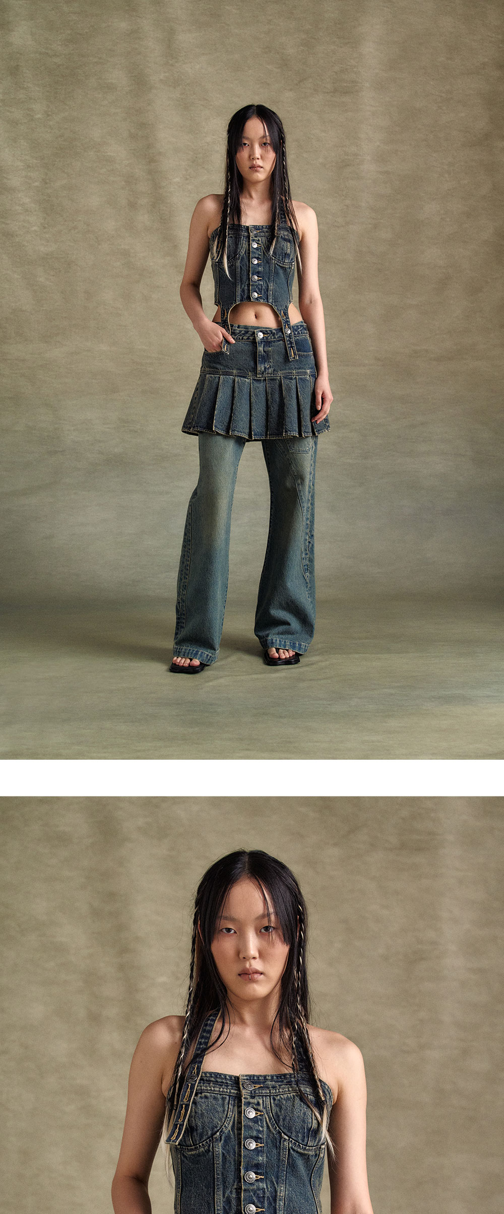 ADSB 앤더슨벨 x 리바이스 우먼 데님 코르셋 틴티드 인디고 - 24FW | ADSB ANDERSSON BELL | KREAM