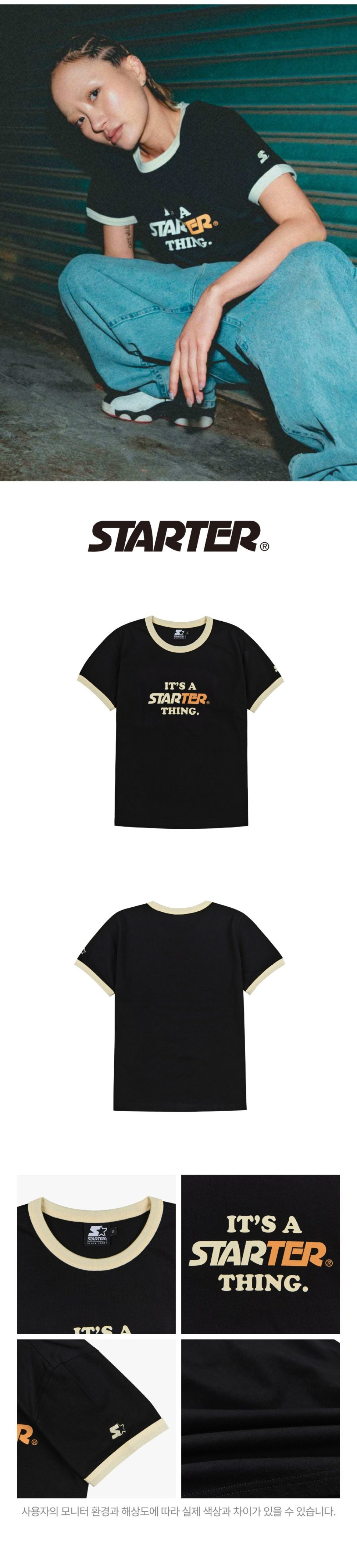 스타터 여성 그래픽 링거 크롭 반소매 블랙 | STARTER | KREAM