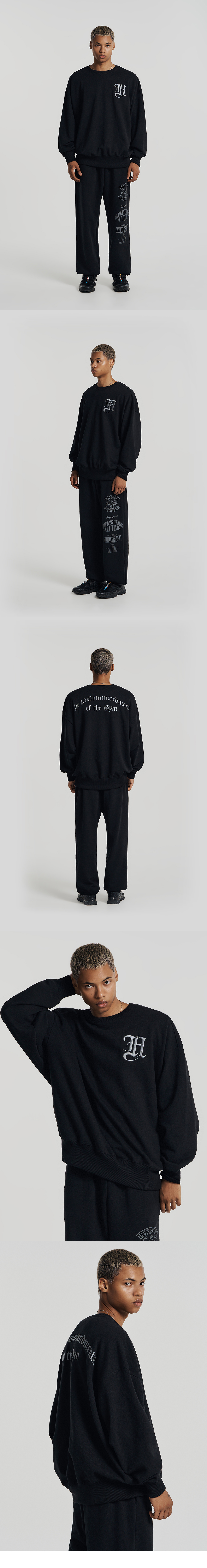 에이치덱스 와이드 리브드 스웨트 셔츠 블랙 | HDEX | KREAM