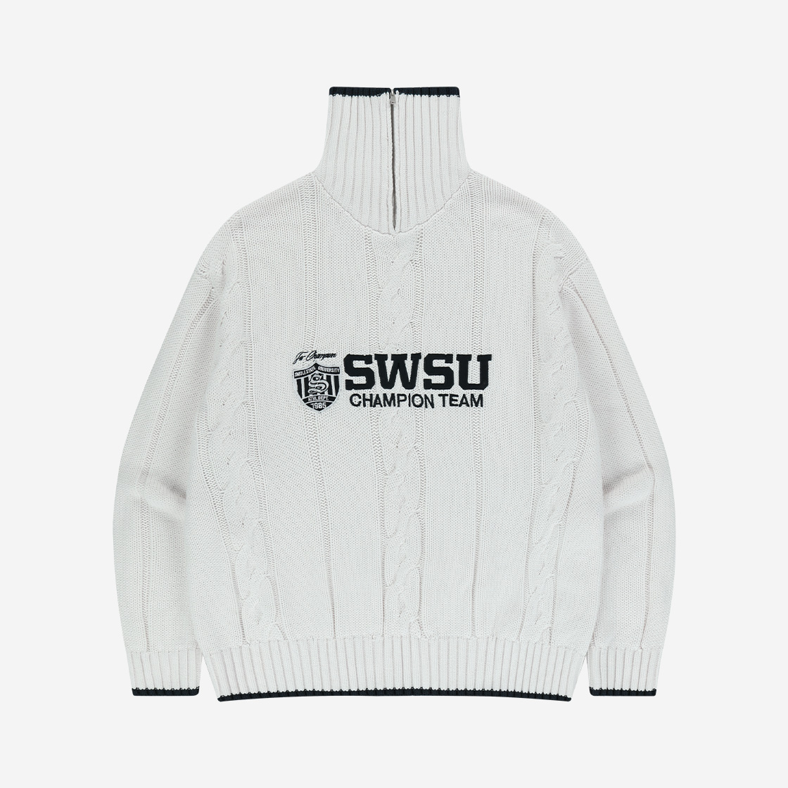 에이치덱스 우먼스 엠블럼 케이블 니트 하프 집업 화이트 | HDEX | KREAM