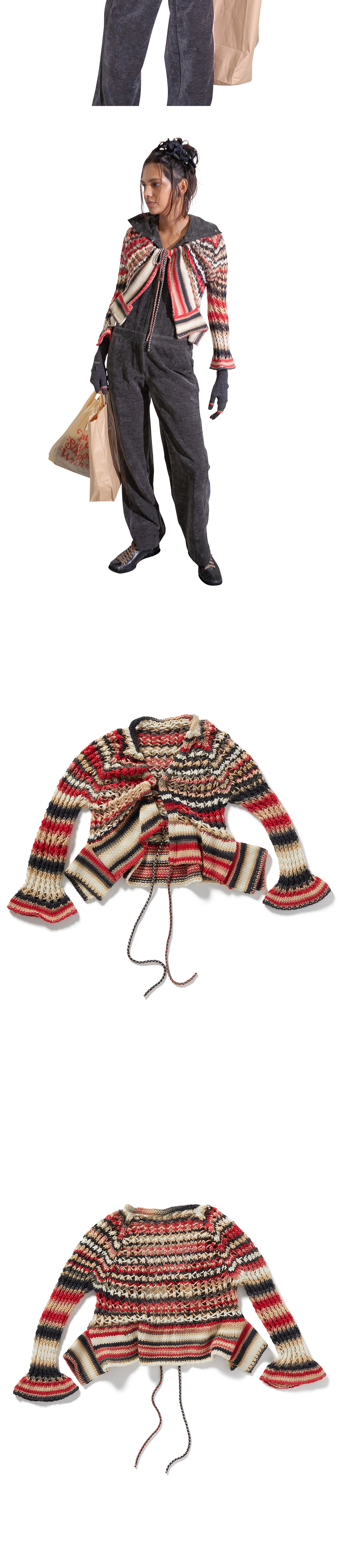 퍼버즈 우먼 페이스 핸드 니트 가디건 레드 - 24FW | Perverze | KREAM