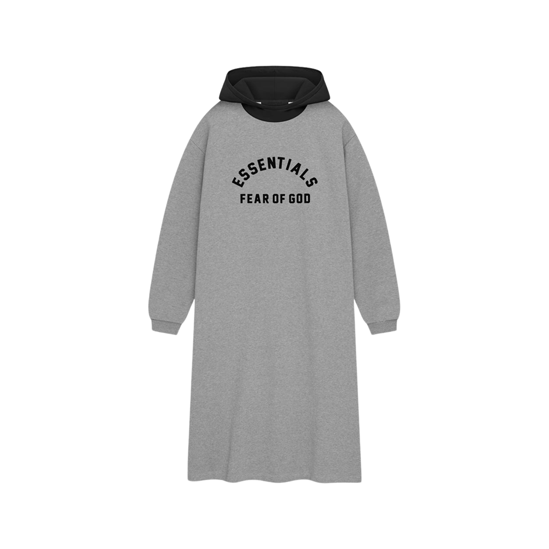 (W) 에센셜 나일론 플리스 후드 드레스 다크 헤더 오트밀 제트 블랙 - 24SS | Essentials | KREAM