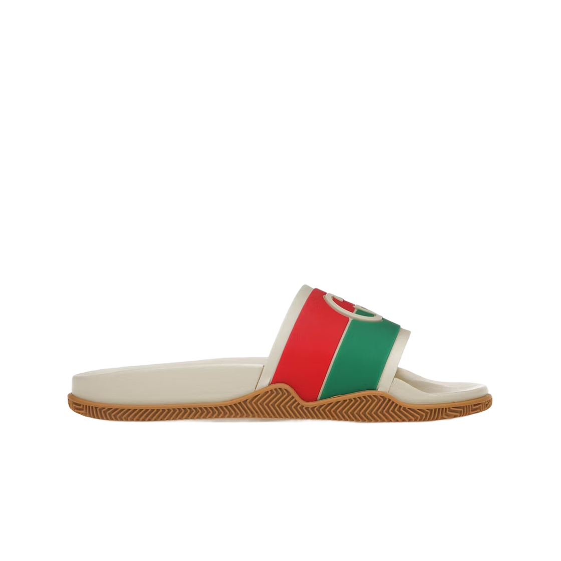 구찌 인터로킹 G 슬라이드 샌들 오렌지 그린 러버 | Gucci | KREAM