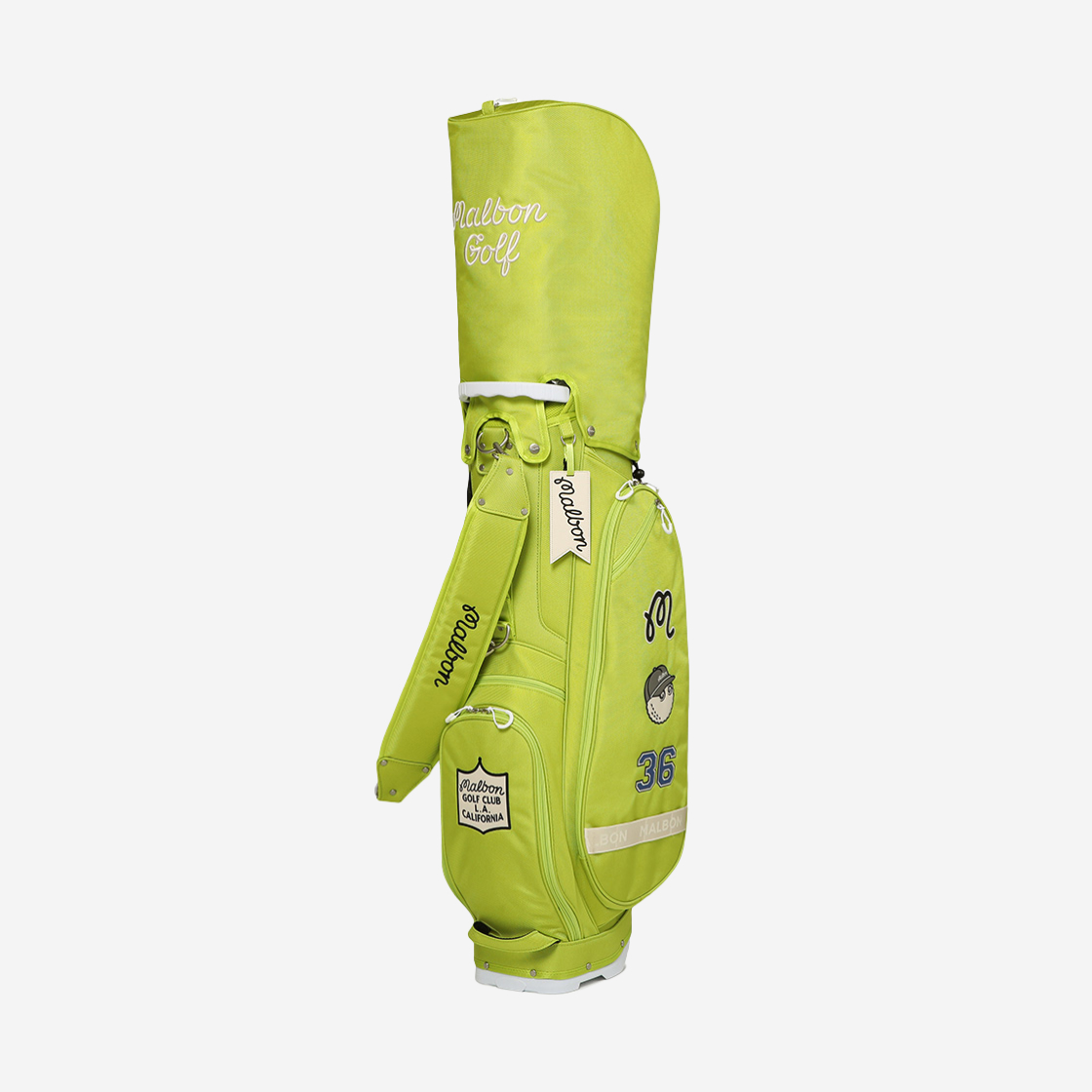 말본 골프 로고 패치 스탠드백 라임 | Malbon Golf | KREAM