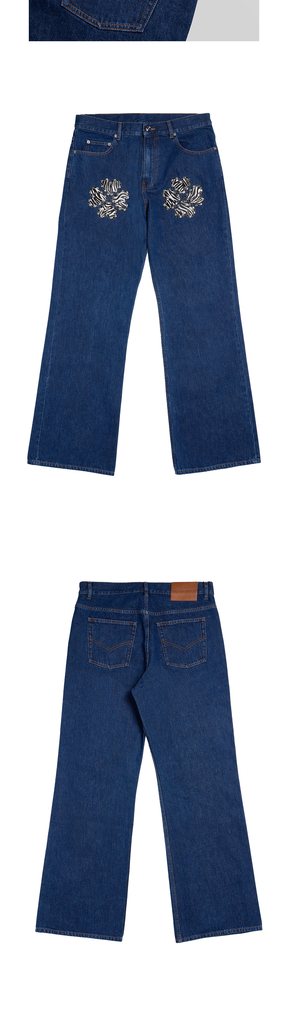 블루마블 스터드 지브라 요크스 부츠컷 데님 진 | Minority | KREAM